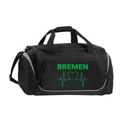 multifanshop® Sporttasche - Bremen - Herzschlag - Druck grün