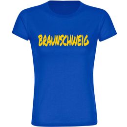 multifanshop® Damen T-Shirt - Braunschweig - Textmarker - Druck gelb