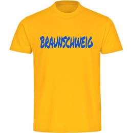 multifanshop® Herren T-Shirt - Braunschweig - Textmarker - Druck blau