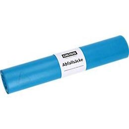 Deiss Abfallsäcke, 120 Liter, Recycling-LDPE, reißfest und vielseitig, B 700 x H 1100 mm, blau, 24 µm, 250 Stück