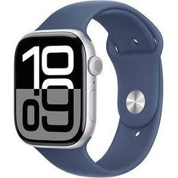 Apple Watch Series 10 46 mm Aluminium (GPS+Cellular) Sportarmband S/M denim, silber