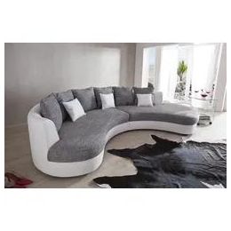 Ecksofa Inosign "Limoncello L-Form" Sofas Gr. B/H/T: 287cm x 76cm x 160cm, Kunstleder-Struktur, Ottomane rechts, Ottomane rechts, grau (weiß, weiß, grau) ergonomische Form