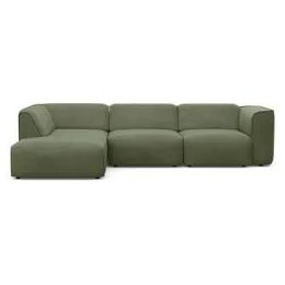 Ecksofa RAUM.ID "Merid jederzeit durch Module erweiterbar L-Form" Sofas Gr. B/H/T: 295cm x 70cm x 162cm, Samtcord, Ottomane links, grün als Modul oder separat verwendbar, für individuelle Zusammenstellung