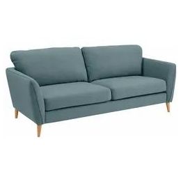 3-Sitzer Home Affaire "MARSEILLE Sofa 206 cm" Sofas Gr. B/H/T: 206cm x 88cm x 90cm, Filzoptik, grün (salbei) mit Massivholzbeinen aus Eiche, verschiedene Bezüge und Farbvarianten