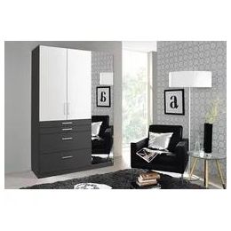 Kleiderschrank Rauch "Harburg Bestseller im Schlafzimmer", weiß (graumetallic, weiß), B:136cm H:197cm T:54cm, Schränke, Schlafzimmerschrank Schrank Garderobe mit Spiegel