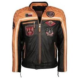 Lederjacke Top Gun "TGJ1005" Gr. 52 (L), orange (schwarz, orange, sanftes weiß) Herren Jacken