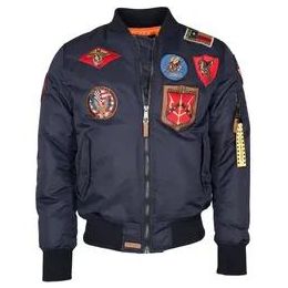 Bomberjacke Top Gun "im Pilotenstil mit Patches TG20191053" Gr. 52 (L), blau (navy) Herren Jacken