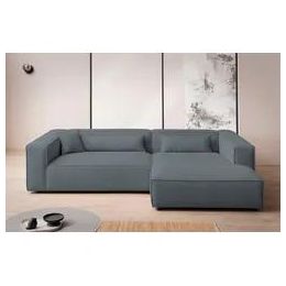 Ecksofa LeGer Home by Lena Gercke "PIARA XXL, Big-Sofa in Cord oder Leinenoptik, L-Form, mit Kedernaht" Sofas Gr. B/H/T: 288cm x 66cm x 198cm, Cord, Ottomane rechts, grau (anthrazit) wahlweise Ottomane rechtslinks, schwarze Füße, extra tiefe Sitzfläche