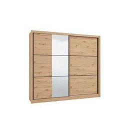 Schwebetürenschrank Inosign "Navara Kleiderschrank mit Spiegel Wäscheschrank Garderobe" Schränke Gr. B/H/T: 242,5 cm x 215,5 cm x 61 cm, 242,5 mit 3 Türen, 2 St., Komplettausführung, braun (artisan eiche) Kleiderschrank mit Spiegel, FSC-zertifiziert, 242,5x215,5x61cm