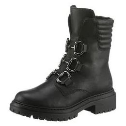 Winterstiefelette Rieker Gr. 37, schwarz Damen Schuhe Winterboots, Bikerboots, Blockabsatz, mit gepolstertem Schaftrand