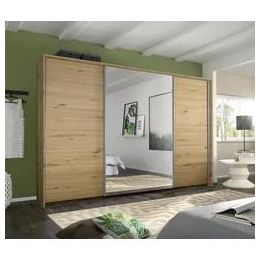 Schwebetürenschrank Rauch "Kleiderschrank Schrank Garderobe Wäscheschrank TOMA mit Passepartout" Schränke Gr. B/H/T: 323 cm x 233 cm x 64 cm, Passepartout ohne Beleuchtung, braun (eiche artisan) inkl. Regaleinsatz sowie zusätzlichen Einlegeböden MADE IN GERMANY