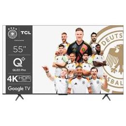 F (A bis G) TCL QLED-Fernseher Fernseher Multi HDR, Dolby Vision, Apple TV, HDMI 2.1, ONKYO Sound Gr. 55, grau (titanium)