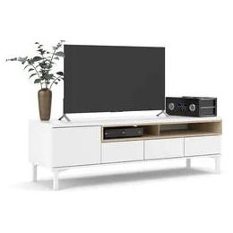 TV-Board Inosign "Roomers TV-Board, TV-Möbel, TV-Unit, Media-Möbel, Sideboard" Sideboards Gr. B/H/T: 155,7 cm x 48,2 cm x 48,3 cm, 3 St., weiß (weß, eiche struktur) BreiteHöhe 15648 cm, 2 offene Fächer mit Rahmen-Optik, Kabelführung