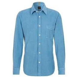 Langarmhemd BOSS ORANGE "Relegant_6_M" Gr. 6XL, N-Gr, blau (open blue472) Herren Hemden mit Logo-Stickerei