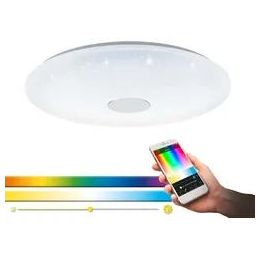 Eglo Deckenleuchte "TOTARI-C", weiß (weiß, chromfarben), Ø 58cm H: 13,5cm, Lampen, Smart Home Deckenlampe Ø58cm, dimmbar, Weißtöne und Farben einstellbar, LED Sternenhimmel