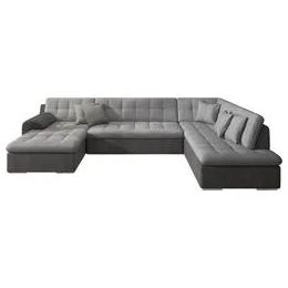 Wohnlandschaft Trendmanufaktur "Rave II, toller Sitzkomfort, auswendige Detailverarbeitung" Sofas Gr. B/H/T: 323 cm x 77 cm x 202 cm, Struktur fein, Recamiere links, ohne Bettfunktion, grau (dunkelgrau, hellgrau) wahlweise mit Bettfunktion, U-Form