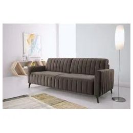 3-Sitzer exxpo - SOFA FASHION "Grande, hochwertiges Schlafsofa aus Microvelours" Sofas Gr. B/H/T: 222cm x 90cm x 100cm, Microvelours, braun mit Bettfunktion und Bettkasten, komfortabler Federkern