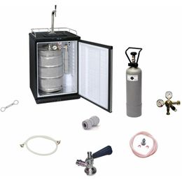 ich-zapfe Fassbierkühlschrank Komplett-Set 50L Bierzapfanlage mit Schanksäule & Kompensatorhahn, 5 Liter Adapter