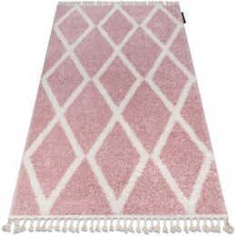 RUGSX - Teppich berber troik A0010 rosa / weiß Franse berber marokkanisch shaggy pink 80x150 cm