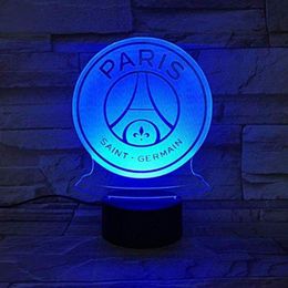 LED-Nachtlicht fc Paris Saint-Germain Football Club 3D-Illusion Kinder-Fußball-Logo PSG-Schreibtischlampe