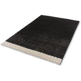 Schöner Wohnen Kollektion Hochflor-Teppich SCHÖNER WOHNEN-KOLLEKTION "Winsome 6318-244" Teppiche Gr. B: 140 cm 1 St., 25 mm, L: 200 cm, schwarz Langflor, Hoch Tief Struktur, Wohnzimmer, Schöner Wohnen Kollektion