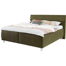 Stauraumbett Alina "Marike", grün (dunkelgrün gcp 333), B:219cm H:112cm L:218cm, Chenille GCP (100% Polyester), Betten, inklusive Lattenrost, wahlweise mit Matratze in verschiedenen Größen