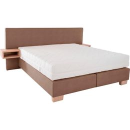 Boxspringbett Alina "Daria", braun (hellbraun gdu 4), B:247cm L:213cm, Microfaser GDU (100% Polyester), Komplettbetten, Boxspringbett, integrierte Nachttische und Matratze, unterschiedliche Ausf&uuml;hrungen