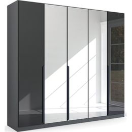 Drehtürenschrank Rauch "Modern by Quadra Spin" Schränke Gr. B/H/T: 226cm x 210cm x 54cm, 5 St., grau (graumetallic/glas basalt)