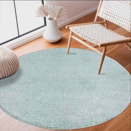 Teppich Carpet City "Friseé-Teppich FANCY900" Teppiche Gr. Ø 200cm, 12mm, grün (mint, türkis) Kurzflor, Einfarbig, 3D-Optik, Streifen Look