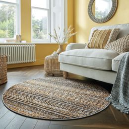 Teppich FLAIR RUGS "Camino Abstraktes" Teppiche Gr. Ø 140cm, 8mm, gelb Abstraktes Teppich