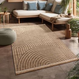 Teppich Paco Home "Cologne 492" Teppiche Gr. B: 200 cm 1 St., 11 mm, L: 280 cm, beige Fransenteppich Flachgewebe, meliert, Regenbogen, mit Fransen, Outdoor geeignet