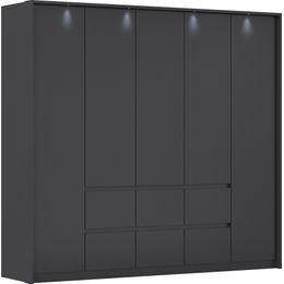 Drehtürenschrank Rauch "Mainz mit Passepartout" Schränke Gr. B/H/T: 230 cm x 212 cm x 58 cm, Mit Beleuchtung, 5 St., grau (graumetallic) optional mit Beleuchtung, Außentüren Push-to-Open Funktion