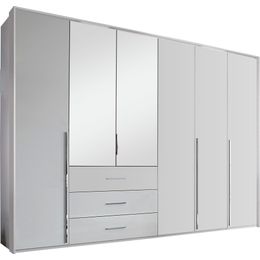 Drehtürenschrank Rauch "Montclar" Schränke Gr. B/H/T: 304 cm x 225 cm x 65 cm, mit Beleuchtung, 6 St., weiß (weiß, hochglanz weiß) Passepartout optional mit Beleuchtung, inkl. Wäscheeinteilung