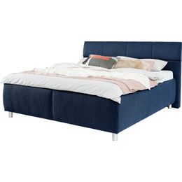 Stauraumbett Alina "Marike", blau (blau gcp 106), B:219cm H:112cm L:218cm, Chenille GCP (100% Polyester), Betten, inklusive Lattenrost, wahlweise mit Matratze in verschiedenen Größen