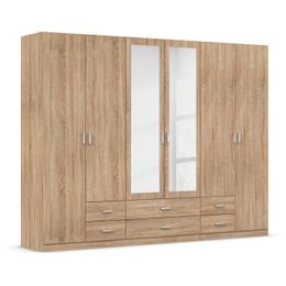 Kleiderschrank Rauch "Schrank Garderobe Wäscheschrank GAMMA in 3 Breiten" Schränke Gr. B/H/T: 271 cm x 210 cm x 54 cm, 6 St., braun (eiche sonoma) viel Stauraum mit 6 Schubladen, Spiegel TOPSELLER MADE IN GERMANY