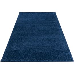 Hochflor-Teppich Home Affaire "Shaggy 30" Teppiche Gr. B: 280 cm 1 St., 30 mm, L: 390 cm, blau Teppich, Uni Farben, besonders weich und kuschelig