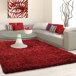 Hochflor-Teppich Ayyildiz Teppiche "Life Shaggy 1500" Teppiche Gr. B: 300 cm 1 St., 30 mm, L: 400 cm, rot Langflor, uni, große Farbauswahl, robust, auch als Läufer und in rund