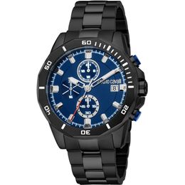 Chronograph Roberto Cavalli "Uomo Sport III" Armbanduhren schwarz (schwarz, dunkelblau) Herren Quarzuhr, Armbanduhr, Herrenuhr, Edelstahlarmband, analog, Tag