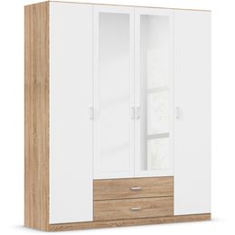 Kleiderschrank Rauch "Schrank Garderobe Wäscheschrank GAMMA in 3 Breiten" Schränke Gr. B/H/T: 181 cm x 210 cm x 54 cm, 4 St., weiß (eiche sonoma, alpinweiß) viel Stauraum mit 6 Schubladen, Spiegel TOPSELLER MADE IN GERMANY