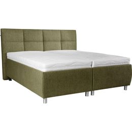 Stauraumbett Alina "Nadina Comfort", grün (olivgrün tcm 333), B:218cm H:116cm L:217cm, Microfaser GDU (100% Polyester), Betten, inkl. Stauraum und Lattenrost, in diversen Ausführungen