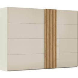 Schwebetürenschrank Rauch "Kleiderschrank Schrank Garderobe Wäscheschrank TEGIO", beige (champagner, glas champagner, absetzungen asteiche), B:301cm H:223cm T:69cm, Schränke, mit hochwertigen Holzdekoraufleistung und Glasfront MADE IN GERMANY