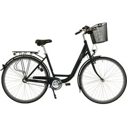 Cityrad HAWK Bikes "City Wave Premium Plus Black" Fahrräder Gr. 43 cm, 26 Zoll (66,04 cm), schwarz für Damen und Herren