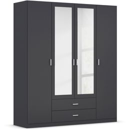 Kleiderschrank Rauch "Schrank Garderobe Wäscheschrank GAMMA in 3 Breiten" Schränke Gr. B/H/T: 181 cm x 210 cm x 54 cm, 4 St., grau (graumetallic) viel Stauraum mit 6 Schubladen, Spiegel TOPSELLER MADE IN GERMANY