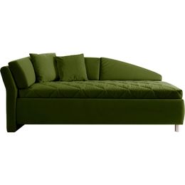 Schlafsofa Alina, gr&uuml;n (olivgr&uuml;n tsv 23), B:223cm H:80cm T:102cm, Samtstoff TSV (100% Polyester), Sofas, Schlafsofa, Bettkasten, Zierkissen-Set aus: 2 Stk. 40x40cm, 1 Stk. 30x30cm