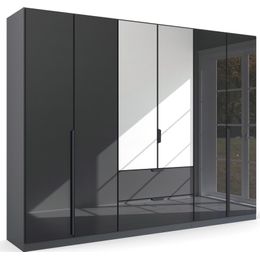 Drehtürenschrank Rauch "Modern by Quadra Spin" Schränke Gr. B/H/T: 271 cm x 210 cm x 54 cm, 6 St., grau (graumetallic, glas basalt)