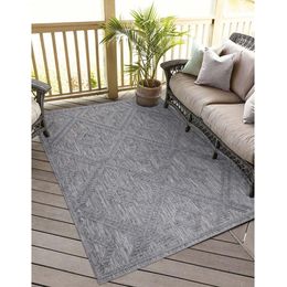 Teppich Carpet City "In-& Outdoorteppich Santorini 454, 3D-Effekt, Raute-Optik" Teppiche Gr. B: 280 cm 1 St., 5 mm, L: 380 cm, grau (anthrazit) Wetterfest & UV-beständig für Terrasse, Balkon, Küche, Flur