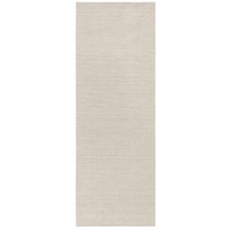 Läufer Theko "Gabbeh Uni, Handweb Teppich, meliert, reine Wolle, handgewebt" Gr. 13, beige (natur), B:90cm H:14mm L:250cm, Wolle, Teppiche, Teppich-Läufer, Wohnzimmer, Flur, auch als rechteckig oder rund