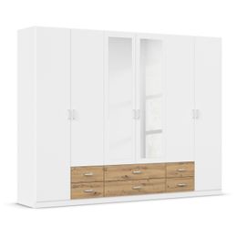 Kleiderschrank Rauch "Schrank Garderobe Wäscheschrank GAMMA in 3 Breiten" Schränke Gr. B/H/T: 271 cm x 210 cm x 54 cm, 6 St., weiß (alpinweiß, eiche artisan) viel Stauraum mit 6 Schubladen, Spiegel TOPSELLER MADE IN GERMANY