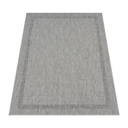 Teppich Paco Home "Roma 272", grau, B:300cm H:4mm L:400cm, Polypropylen, Teppiche, Flachgewebe, meliert, mit dezenter Bordüre, In- und Outdoor geeignet