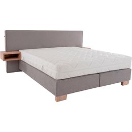 Boxspringbett Alina "Daria", grau (hellgrau gcp 49), B:247cm L:213cm, Chenille GCP (100% Polyester), Komplettbetten, Boxspringbett, integrierte Nachttische und Matratze, unterschiedliche Ausf&uuml;hrungen